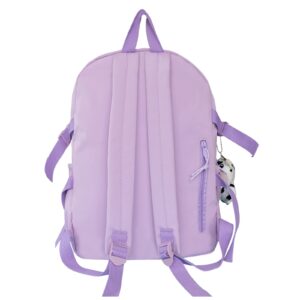 Stylifeo Kawaii Backpack with Cute Bear Plush Kawaii Pin Accessories Large Capacity Aesthetic School Bags Cute Bookbag for Girls Teen(Purple)