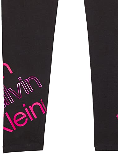 Calvin Klein Girls' Legacy Performance Leggings, Black/Pink, 8-10