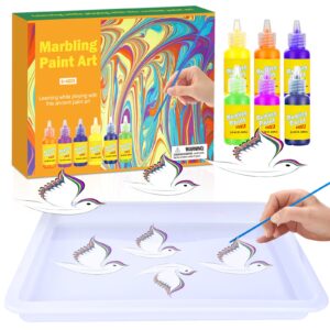 water marbling paint kit arts and crafts for girls & boys christmas thanksgiving gifts for kids ages 4 5 6 7 8 9 10