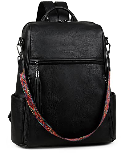 FADEON Laptop Backpack Purse for Women Large Designer PU Leather Laptop Bag, Ladies Computer Shoulder Bags