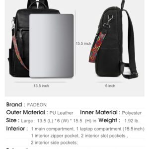 FADEON Laptop Backpack Purse for Women Large Designer PU Leather Laptop Bag, Ladies Computer Shoulder Bags