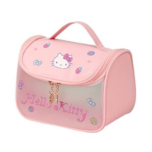 large capacity cosmetic bag travel make up bag toiletry pouch packing bag with zipper accessory organizer for women (pink-a)