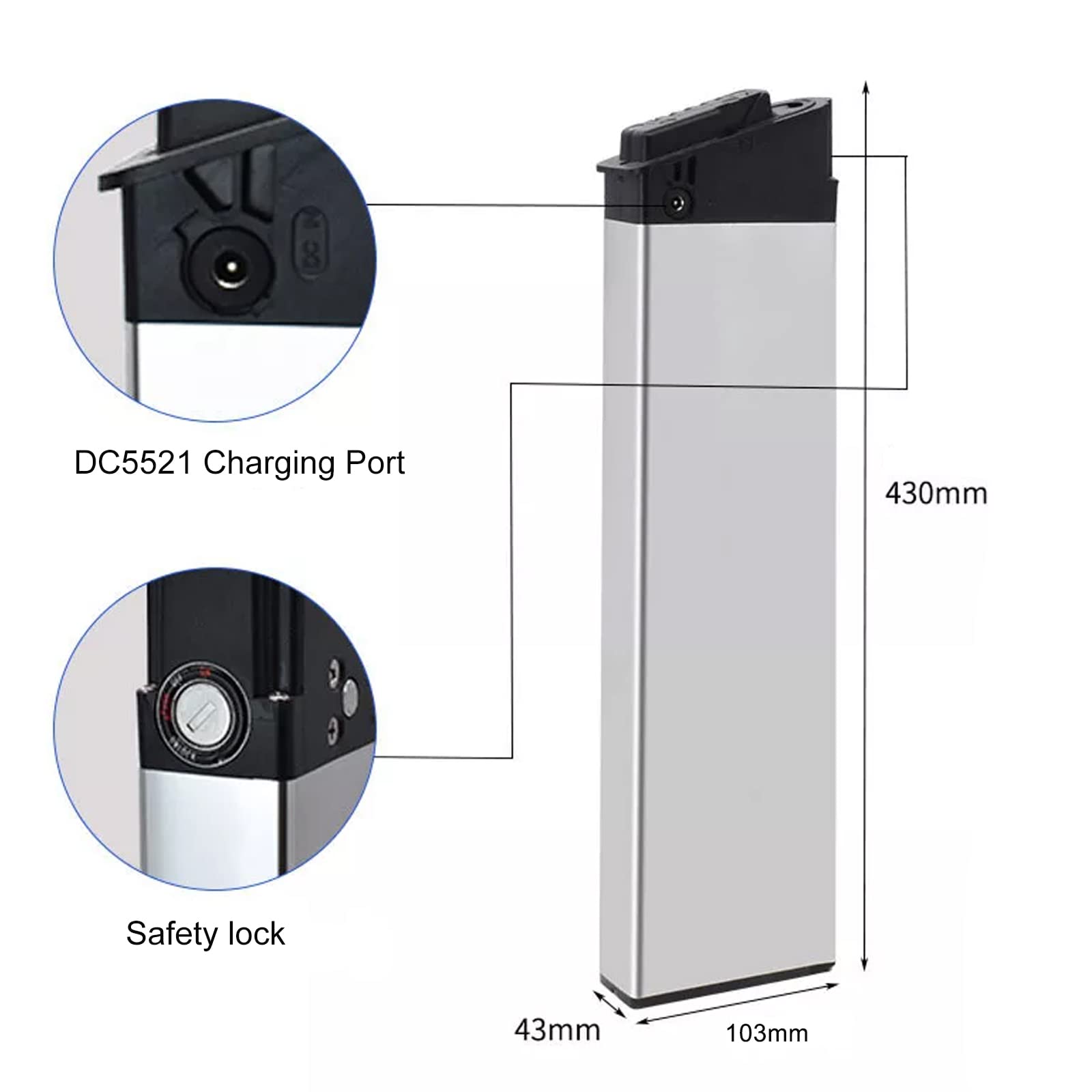 FcotMiue Ebike Replacement Battery Pack 48V 14Ah 672Wh DCH006 Folding Electric Bike Lithium Batteries w/Charger Compatible with Engwe EP-2 Pro Samebike LO26 20LVXD30 LAFLY X3 X5 Foldable ebike