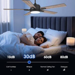 cumilo 52" Smart Ceiling Fans with Lights Remote,Quiet DC Motor,Outdoor Indoor Modern Farmhouse Ceiling Fan,Dimmable,6-Speed,WIFI Alexa,APP workable,Matte Black for Bedroom,Living Room,Patio,Porch