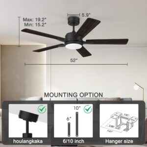 cumilo 52" Smart Ceiling Fans with Lights Remote,Quiet DC Motor,Outdoor Indoor Modern Farmhouse Ceiling Fan,Dimmable,6-Speed,WIFI Alexa,APP workable,Matte Black for Bedroom,Living Room,Patio,Porch