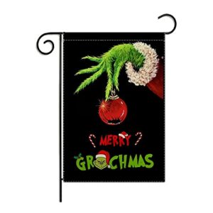 christmas garden flag christmas decor - merry christmas 12×18 inch vertical burlap double sided xmas garden flag for yard farm outdoor party