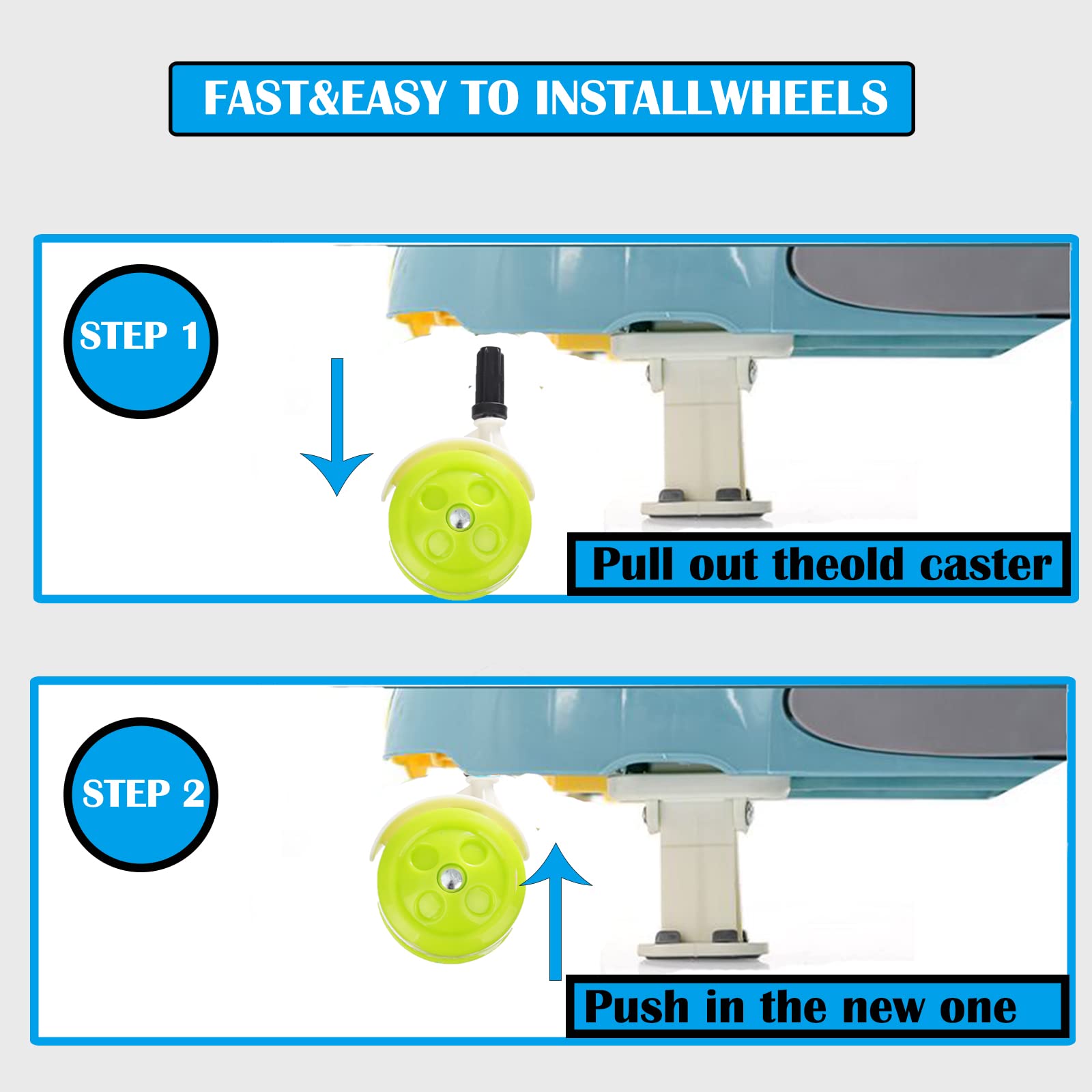 Baby Walker Wheels Replacement, Set of 4, Baby Walker Accessories, Plastic Wheels Casters, Universal Wheels (Green)