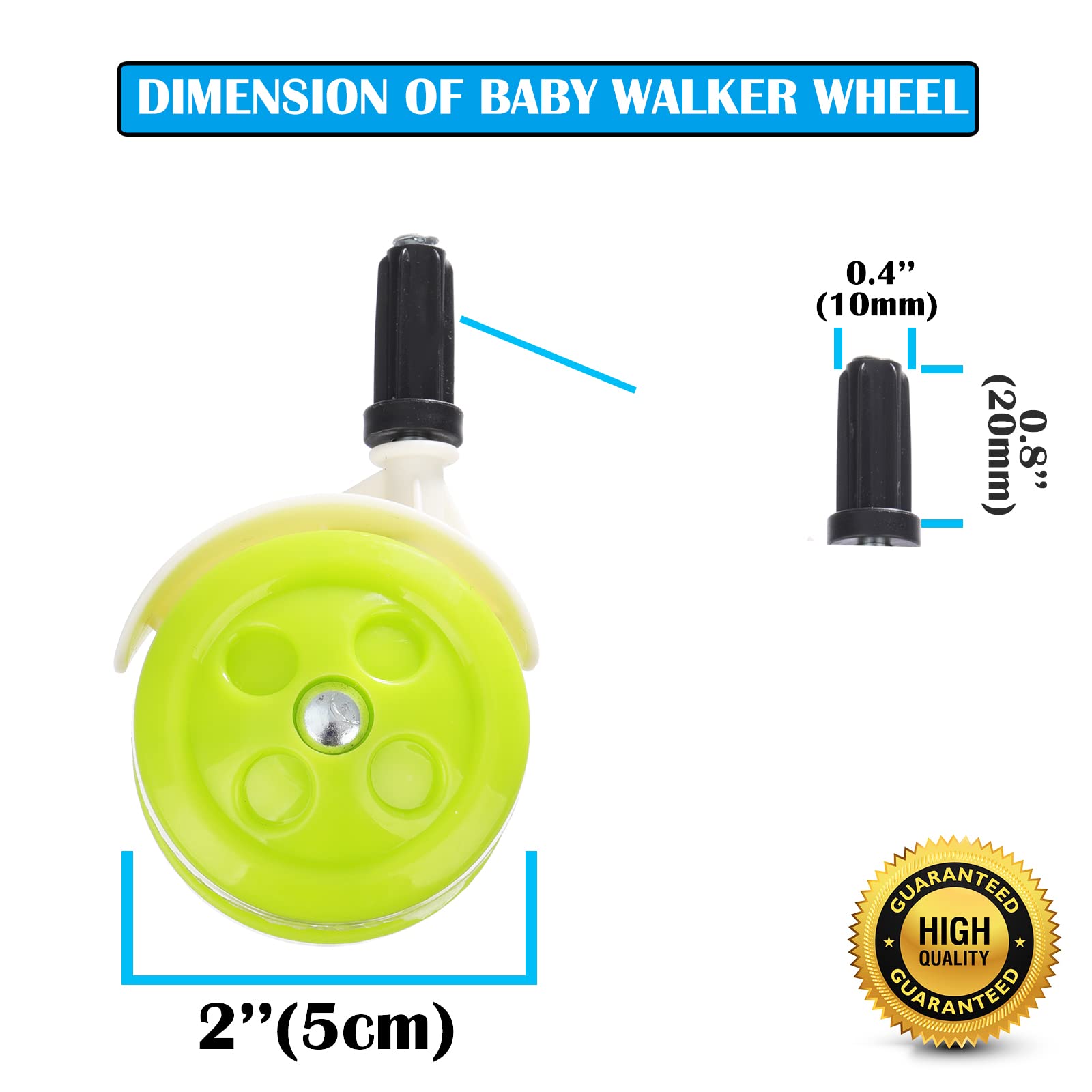 Baby Walker Wheels Replacement, Set of 4, Baby Walker Accessories, Plastic Wheels Casters, Universal Wheels (Green)