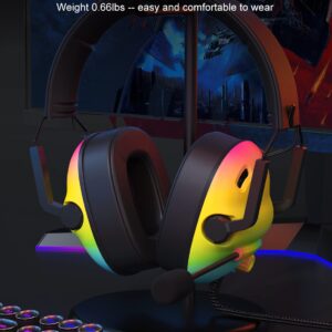 SENZER SG500 Surround Sound Pro Gaming Headset with Noise Cancelling Microphone - Soft Memory Foam Padding - Portable Foldable Headphones for PC, PS4, PS5, Xbox One, Switch - Gradient