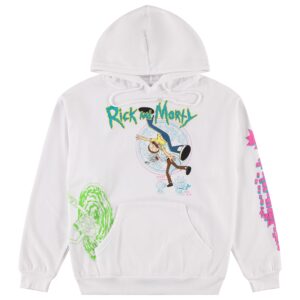 rick and morty mens hoodie mens multi print sweatshirt - rick & morty, summer, squanchy classic hoodie (white, small)