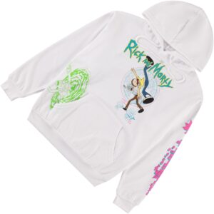 RICK AND MORTY Mens Hoodie Mens Multi Print Sweatshirt - Rick & Morty, Summer, Squanchy Classic Hoodie (White, Small)