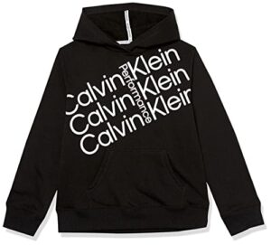 calvin klein girls' performance sport hoodie sweatshirt, black fresh, 12-14