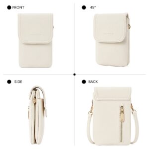 BOSTANTEN Leather Small Crossbody Bags for Women Designer Cell Phone Bag Wallet Purses Adjustable Strap White