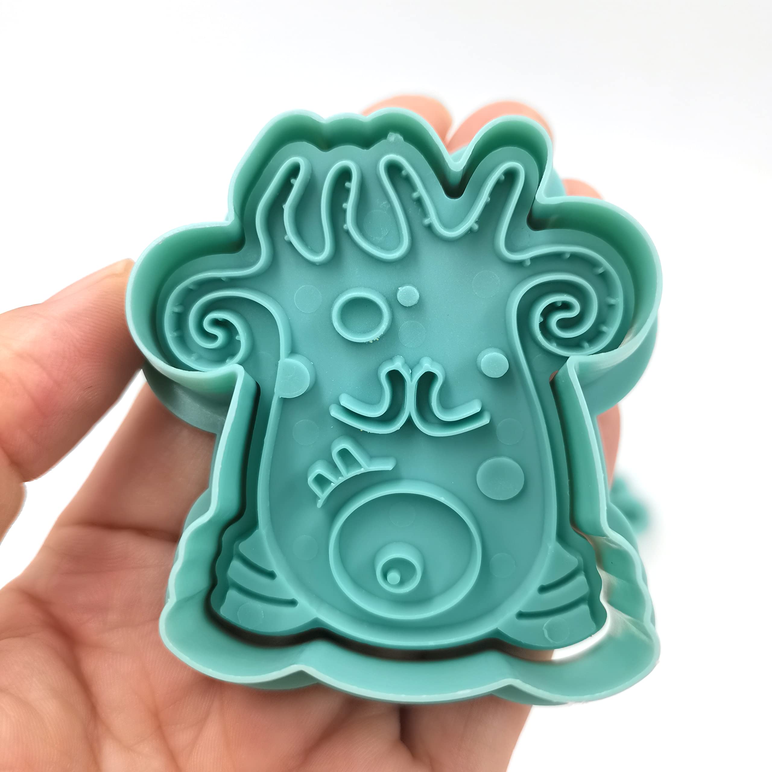 Gobaker 3D Cute Monster Cookie Cutters, Planet Outer Space Fondant Stamper Set, Biscuit Cake Baking Mold for Party Supplies,6pcs