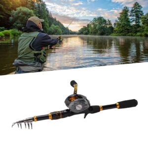 Fishing Pole Reel Combo, 6.9ft Carbon Fishing Rod Combo Kit with Bait Telescopic for Saltwater FreshwaterFishing Rods