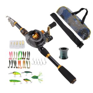 Fishing Pole Reel Combo, 6.9ft Carbon Fishing Rod Combo Kit with Bait Telescopic for Saltwater FreshwaterFishing Rods