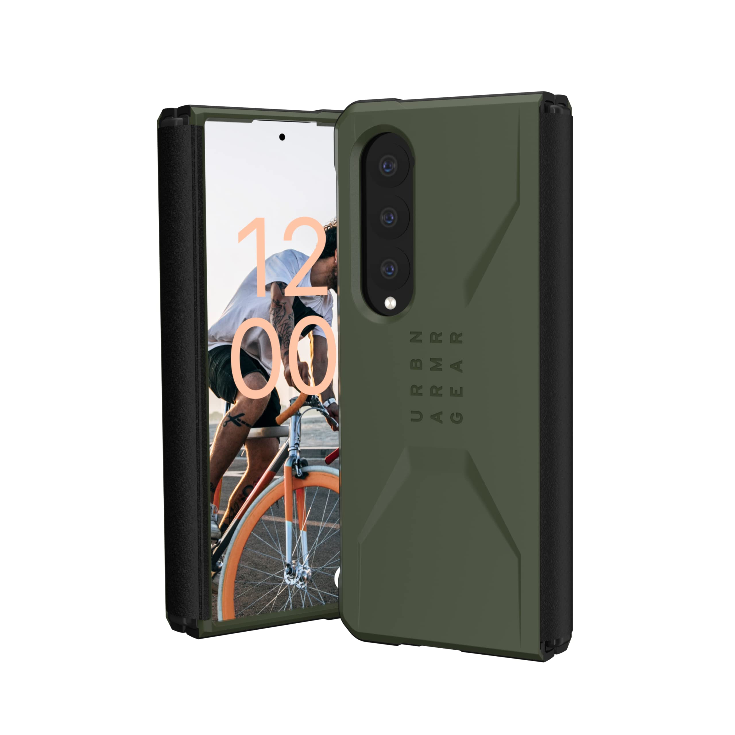 URBAN ARMOR GEAR UAG Designed for Samsung Galaxy Z Fold 4 Case 2022 Green Olive Civilian Sleek Ultra-Thin Shock-Absorbent Protective Cover