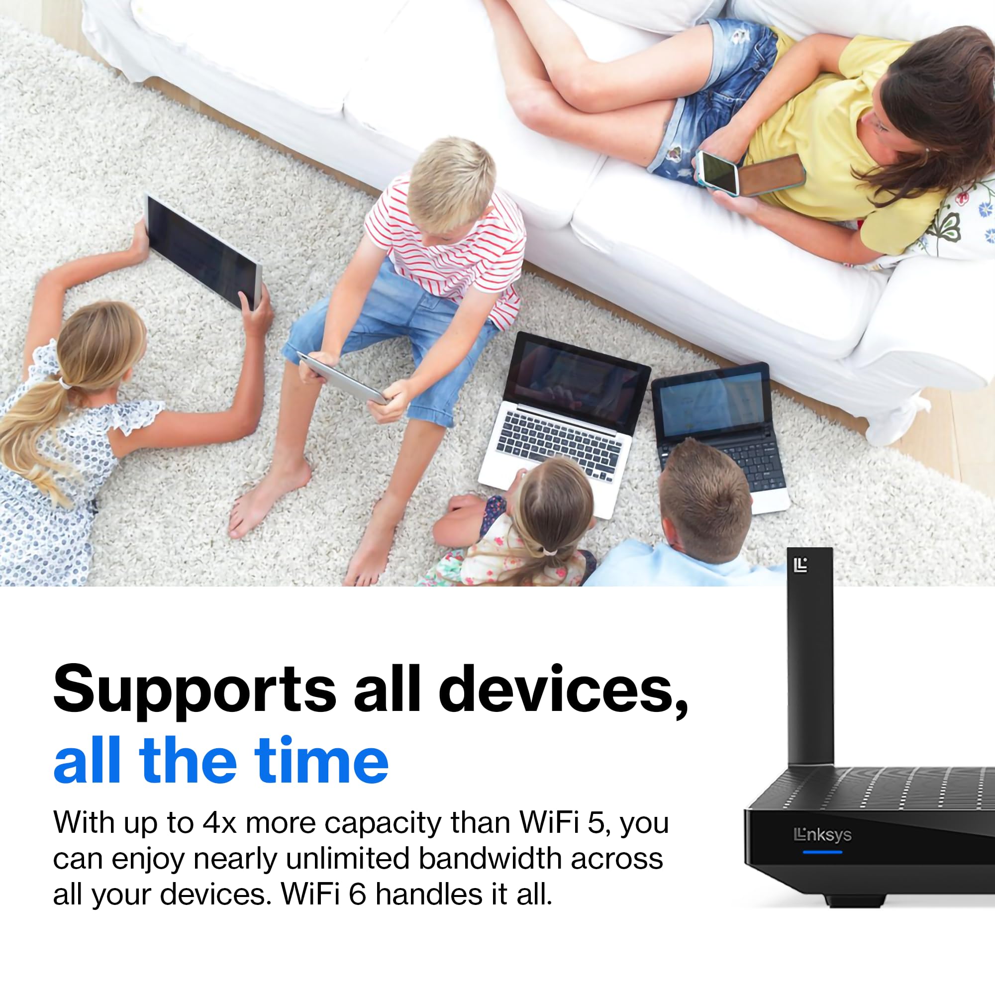 Linksys MR20EC | Dual-Band Mesh WIFI 6 Router | 3.0 (AX3000) Speeds | Connect 25+ Devices | 2,000 Sq Ft Coverage | 18 Month Warranty