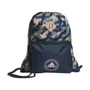 adidas classic 3s 2.0 sackpack, essential camo crew navy-silver green/crew navy, one size