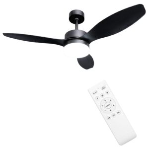 ohniyou 52'' ceiling fan with lights remote control,outdoor ceiling fans for patio with light,black ceiling fan light for bedroom kitchen nursery conference