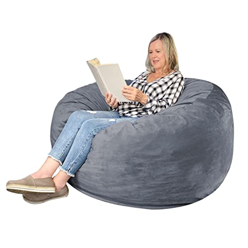 Large Bean Bag Chair for Adults/Kids with Filling, 3 ft Memory Foam Bean Bag Chairs with Filler Included, Ultra Soft Dutch Velvet Fabric, Bean Bag for Living Room - 3 Foot,Dark Gray