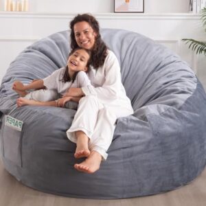 Large Bean Bag Chair for Adults/Kids with Filling, 3 ft Memory Foam Bean Bag Chairs with Filler Included, Ultra Soft Dutch Velvet Fabric, Bean Bag for Living Room - 3 Foot,Dark Gray