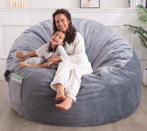 Large Bean Bag Chair for Adults/Kids with Filling, 3 ft Memory Foam Bean Bag Chairs with Filler Included, Ultra Soft Dutch Velvet Fabric, Bean Bag for Living Room - 3 Foot,Dark Gray