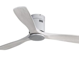 caci mall 52 inch low profile ceiling fan no light dc 3 carved wood fan blade flush mount ceiling fan without light, noiseless reversible motor remote control silver