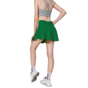 MCEDAR Pleated Crossover Tennis Skirt for Women with Pockets V High Waisted Crossbody Flowy Skirt Athletic Golf Skort 041jxy-Kelly Green/Cm