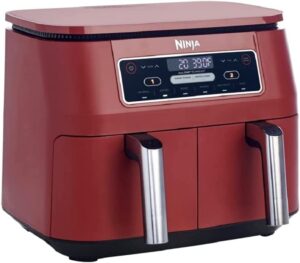 ninja dz201 foodi 6-in-1 2-basket air fryer with dualzone technology, 8-quart capacity - cinnamon/red-(renewed)