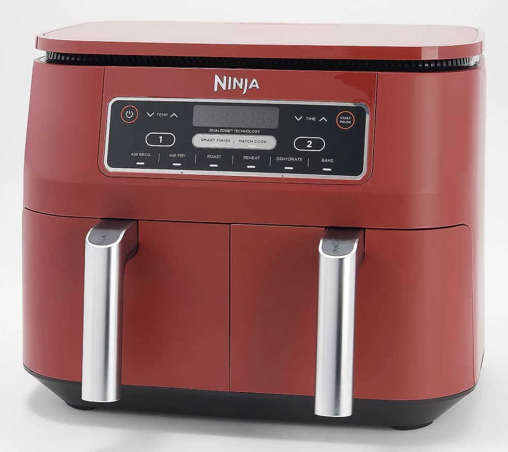 Ninja DZ201 Foodi 6-in-1 2-Basket Air Fryer with DualZone Technology, 8-Quart Capacity - cinnamon/Red-(Renewed)