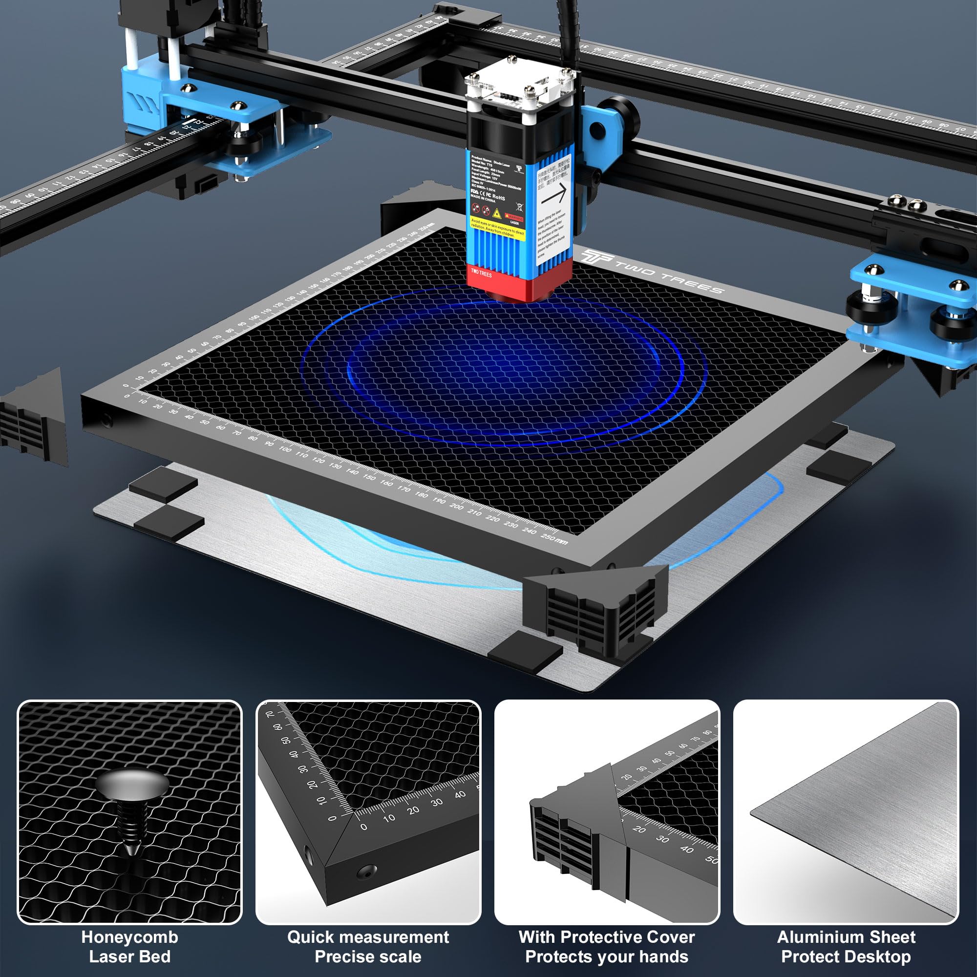 500 * 500mm Honeycomb Laser Bed Honeycomb Working Table Laser Honeycomb for CO2 or Laser Engraver Cutting Machine with Aluminum Plate with Engraving Materials (Available sizes 460 x 460 mm)