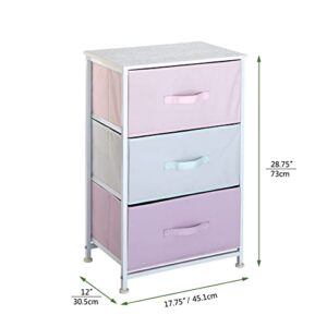 Urban Shop 3 Tier Fabric Drawer Storage Cart with MDF Wood Frame, Pastel with White Frame