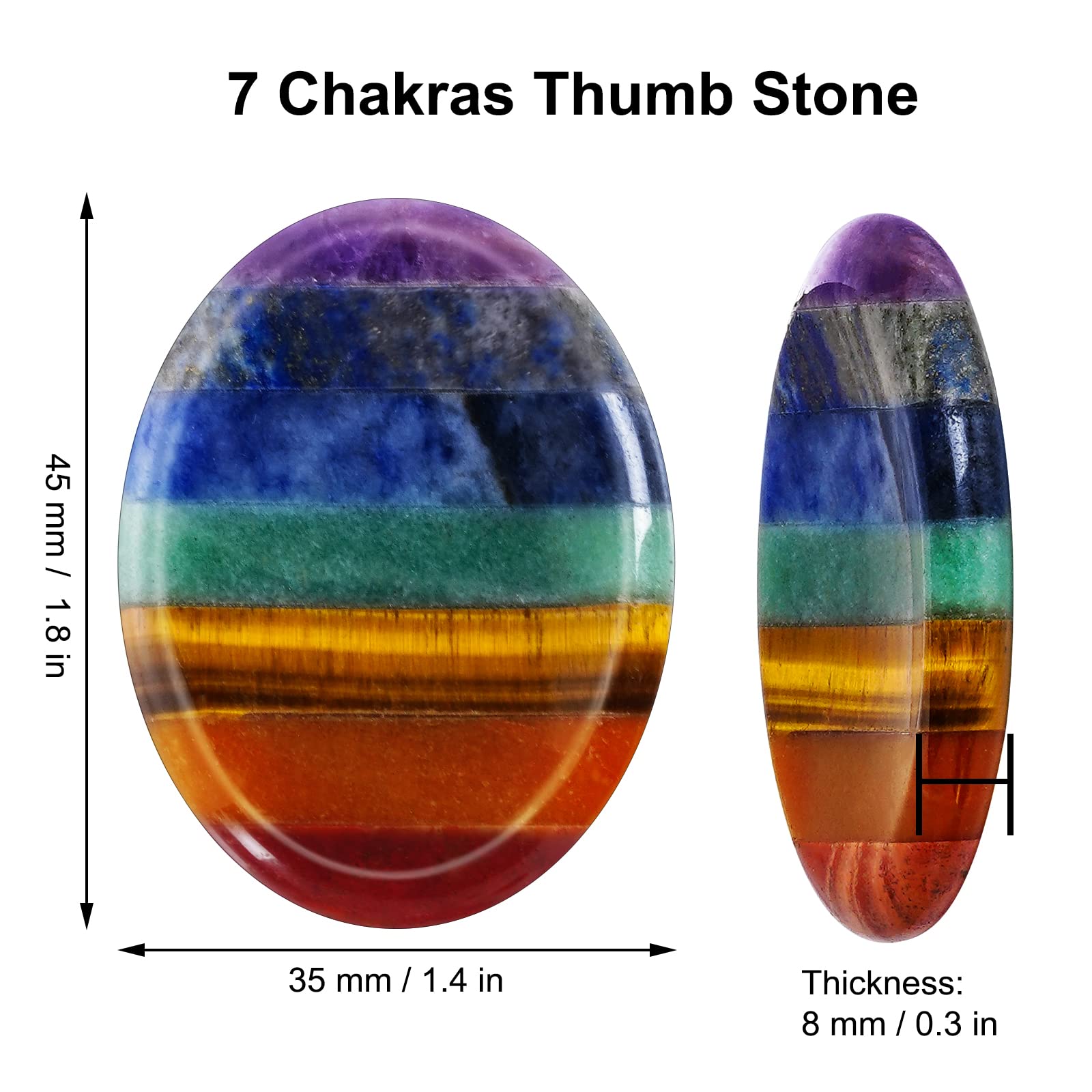 Marrywindix 2 Packs Natural Thumb Worry Stone Set 7 Chakra Crystals Healing Stones for Anxiety Stress Relief Meditation Crystal Therapy