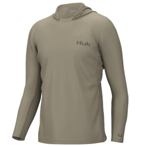 huk standard icon x hoodie, fishing shirt with sun protection for men, overland, large