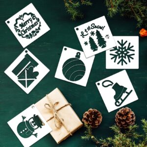 24 Pcs Christmas Stencils for Painting On Wood, Small Christmas Stencils Reusable Snowflake Santa Claus Christmas Tree Drawing Painting Stencils for DIY Card Craft Home Decor (3x3 Inch)