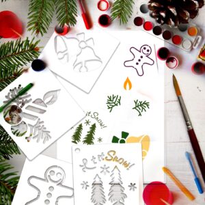 24 Pcs Christmas Stencils for Painting On Wood, Small Christmas Stencils Reusable Snowflake Santa Claus Christmas Tree Drawing Painting Stencils for DIY Card Craft Home Decor (3x3 Inch)