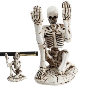 IMIKEYA 1 Pc Skull Pen Holder Skeleton Pen Display Stand Makeup Brush Holder Fountain Pen Holder Skull Display Brush Pen Rack Halloween Display Skeleton Statue for Halloween Home Party Decor