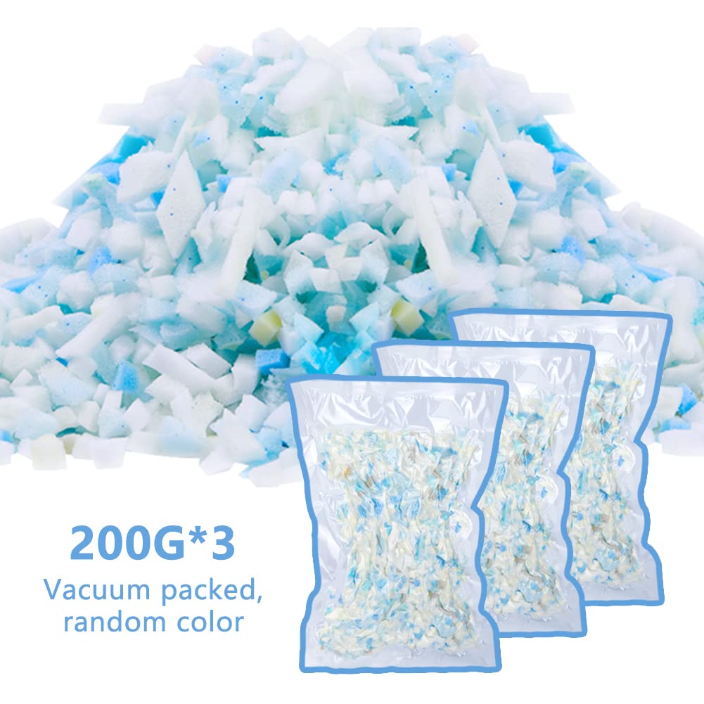 Yizzvb Shredded Foam Fill Memory Compression Packing Foam Comforter Pillow Cushions, Bean Bag, Chair Cover, Sofa, Pet Dog Bed, Plush Dolls and DIY Crafts Foam Fill (600g)