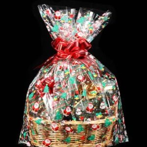 shareluck 100ft x 31.5’’ Christmas Cellophane Wrap Roll - Xmas Cellophane Wrap for Christmas to Wrap Gift Basket, Treat, Wine, Party Decoration. (31.5 Fold into 16”)