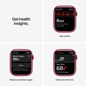 Apple Watch Series 7 [GPS 45mm] Smart watch w/ (PRODUCT) RED Aluminum Case with (PRODUCT) RED Sport Band. Fitness Tracker, Blood Oxygen & ECG Apps, Always-On Retina Display, Water Resistant AppleCare