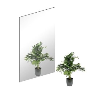 qeeyon 16 x 12'' wall mirror tile self adhesive glass mirror frameless high clear mirror tile large wall decor mirror for bedroom, living room, hallway door etc(1pcs)