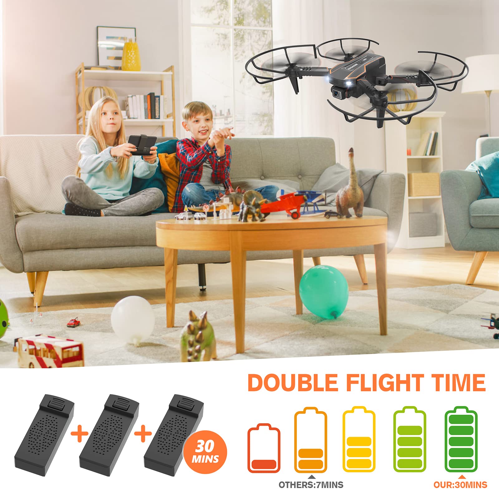 AVIALOGIC Mini Drone with Camera for Kids, Remote Control Helicopter Toys Gifts for Boys Girls, FPV RC Quadcopter with 1080P Live Video Camera, Gravity Control, 3 Batteries, Carrying Bag