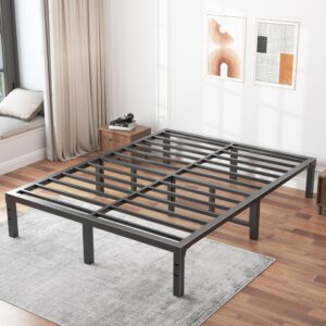 fuiobyvv queen bed frame, 14 inch heavy duty metal platform bed frame queen size support up to 3500 lbs, no box spring needed/no shaking/steel slat support/noise free/easy assembly