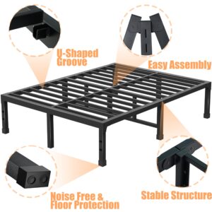 FUIOBYVV Queen Bed Frame, 14 Inch Heavy Duty Metal Platform Bed Frame Queen Size Support Up to 3500 lbs, No Box Spring Needed/No Shaking/Steel Slat Support/Noise Free/Easy Assembly