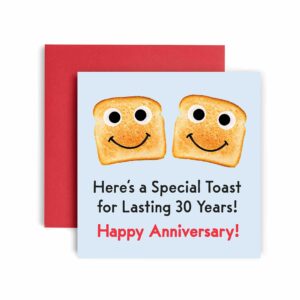 huxters 30th anniversary card – here's a toast – funny anniversary cards for him and her –148 by 148mm anniversary cards for husband and wife – 30th wedding anniversary card with envelope (30th)