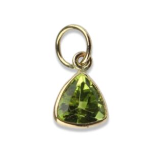 genuine peridot charm (5x5 triangle-shape) handmade in 14k yellow gold