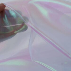 Sheer Iridescent Organza Fabric 58 Inches Wide - 5 Yards Precut - Shinny Wedding Party Decor Fairy Costume Voile Doll Clothes Sewing - White