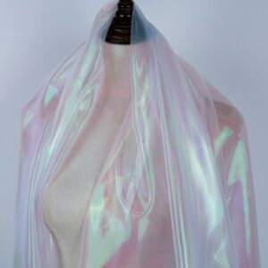 Sheer Iridescent Organza Fabric 58 Inches Wide - 5 Yards Precut - Shinny Wedding Party Decor Fairy Costume Voile Doll Clothes Sewing - White