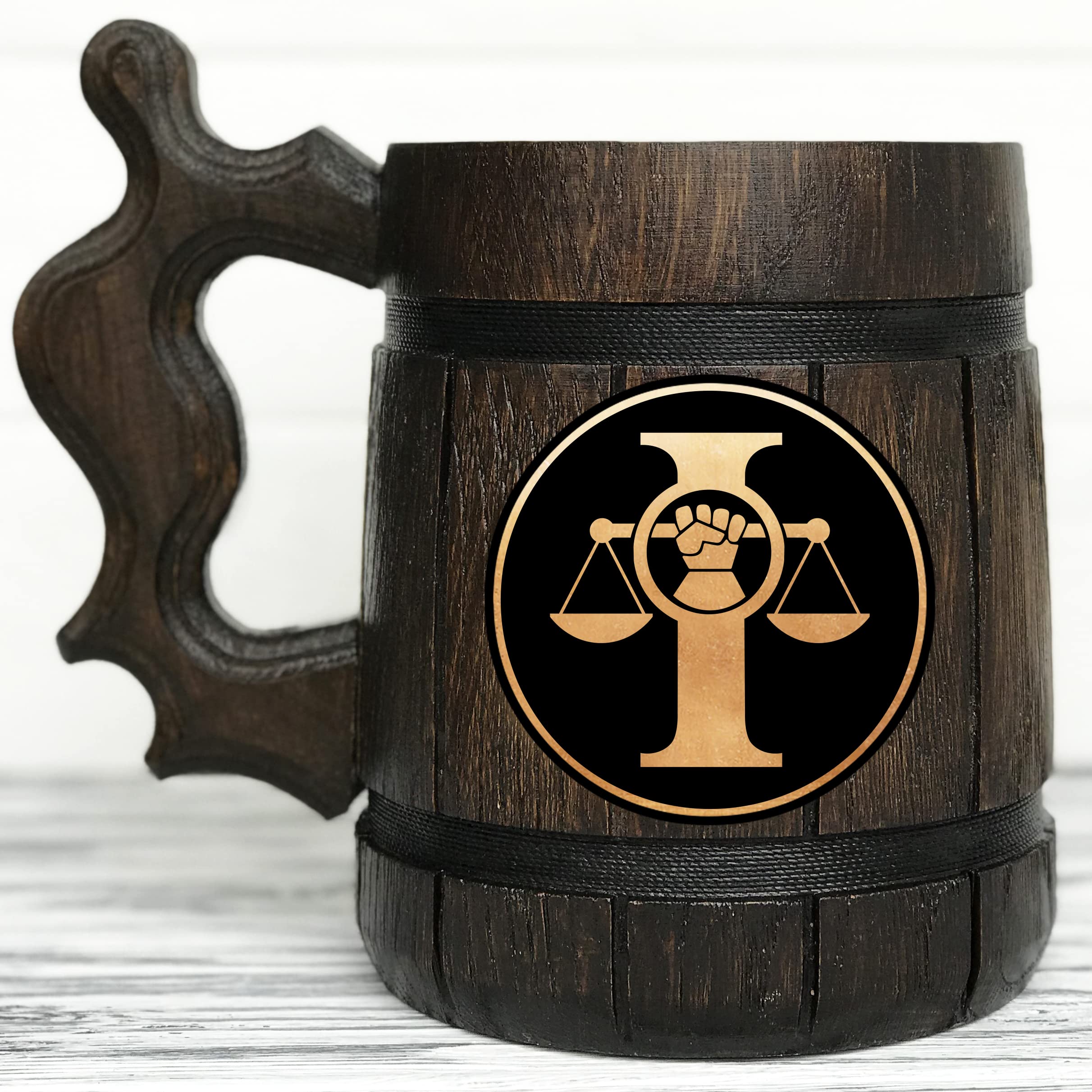 Adeptus Arbites Mug Wooden Beer Stein 17oz Gamer Mug Gift Boyfriend Personalized Anniversary Christmas Birthday Gifts For Gamer Husband Gifts For Him Beer Steins Beer Tankard K874